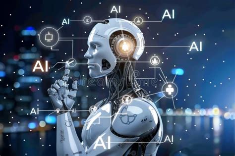 Futuristic Ai Robot Analyzing Data Representing Advanced Technology And Artificial Intelligence