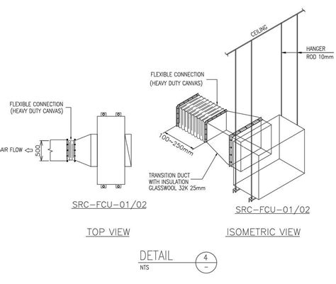 Transition Duct With Insulation Glasswool Details In Autocad Dwg File