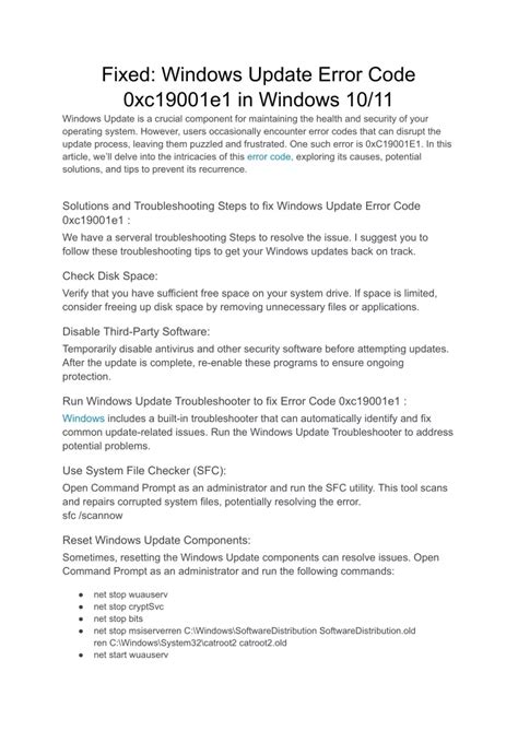 ppt fixed windows update error code 0xc19001e1 in windows 10 11