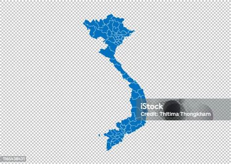베트남지도 베트남의 카운티 지역 상태와 높은 상세한 파란색지도 투명 한 배경에 고립 된 베트남지도 0명에 대한 스톡 벡터 아트 및 기타 이미지 Istock