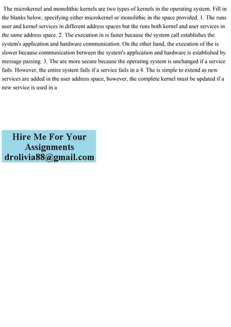 the microkernel and monolithic kernels are two types of kernels in th pdf