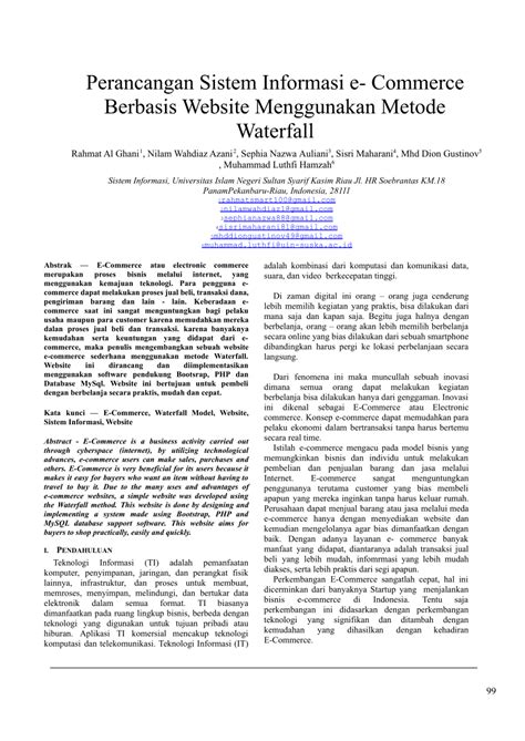 PDF Perancangan Sistem Informasi E Commerce Berbasis Website
