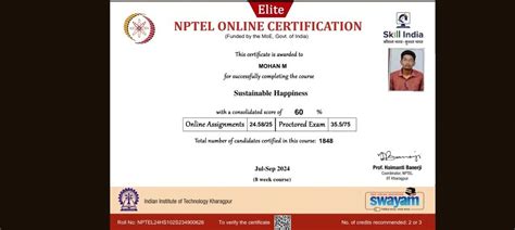 Mohan M On Linkedin Proud In Completing The First Nptel Course
