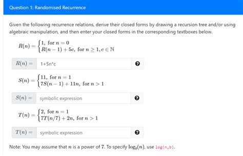 solved question 1 randomised recurrence given the following