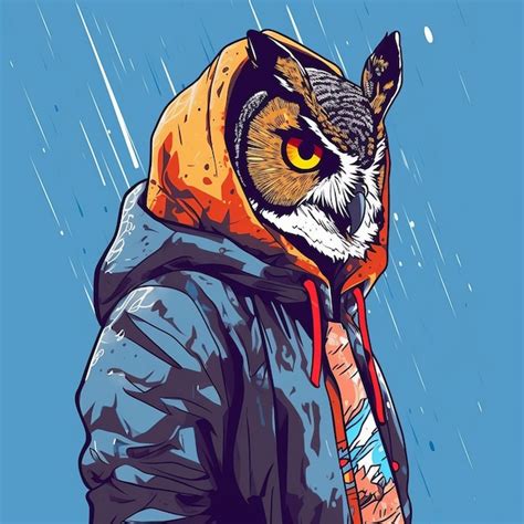 Premium Ai Image Owl In Azuki Nft Style Street Wear Premium Ai Image Owl In Azuki Nft Style Street Wear
