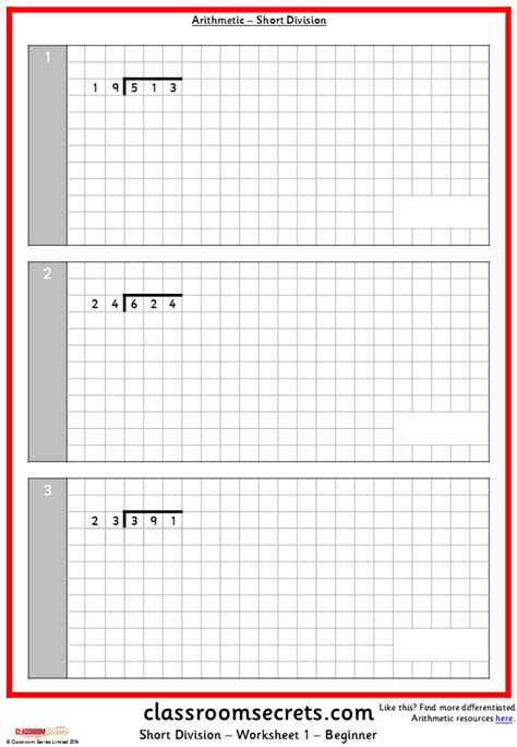 Short Division Ks2 Arithmetic Test Practice Classroom Secrets Classroom Secrets