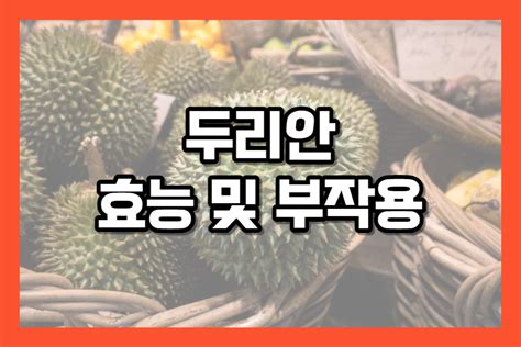 두리안 효능 및 부작용
