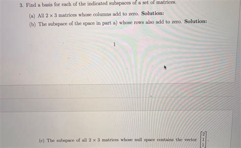 solved 3 find a basis for each of the indicated subspaces