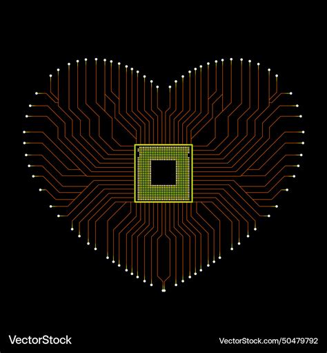 Abstract Neon Circuit Board In Shape Of Heart Vector Image