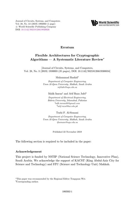 Pdf Erratum Flexible Architectures For Cryptographic Algorithms — A
