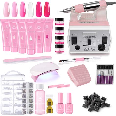 Makartt Pink And Bling Poly Nail Extension Gel Kit With Pink
