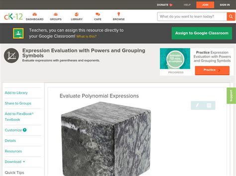 Ck 12 Algebra Polynomial Expression Evaluation Unit Plan For 8th Grade Lesson Planet