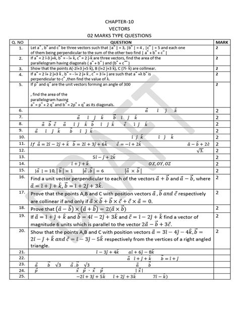 2 Mark Type Vectors 1 Pdf Euclidean Vector Line Geometry