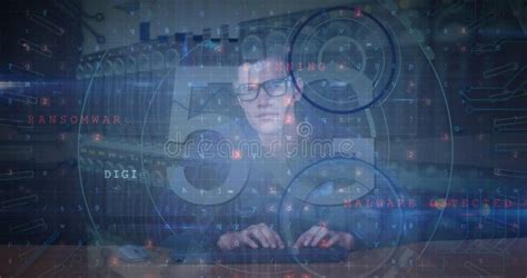 image of scope scanning with 5g text and data processing over caucasian