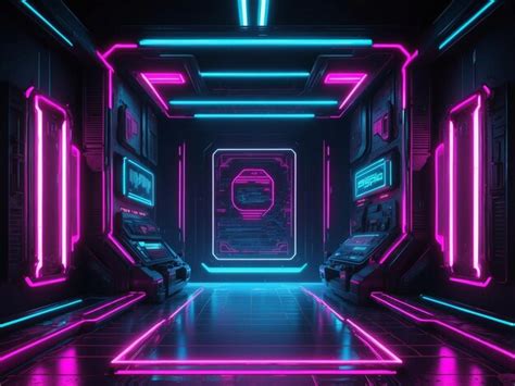 A Dark Room With A Glowing Exit Sign And A Large Door That Says Quot Exit Quot Premium AI