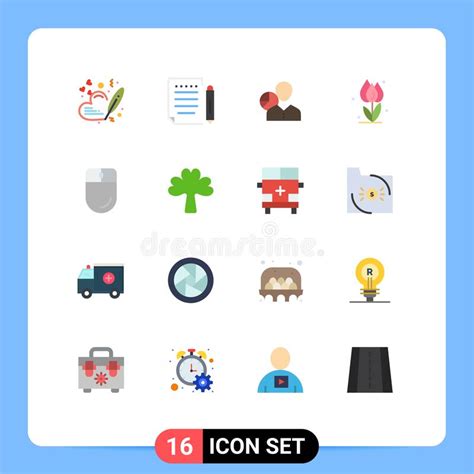 16 User Interface Flat Color Pack Of Modern Signs And Symbols Of Flower Flora Graph