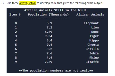 Solved Use Three Arrays Setw To Develop Code That Gives