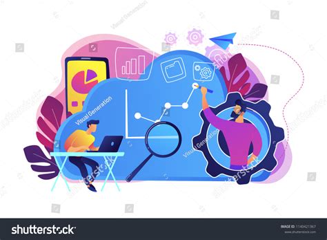 Developers Drawing Chart Monitoring Applications Computing Stock Vector