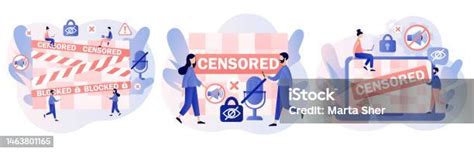 검열 개념 검열 된 정보 픽셀 화 효과와 흐림을 비난하십시오 민감한 콘텐츠 현대 평면 만화 스타일입니다 흰색 배경에 벡터 그림 개념에 대한 스톡 벡터 아트 및 기타 이미지