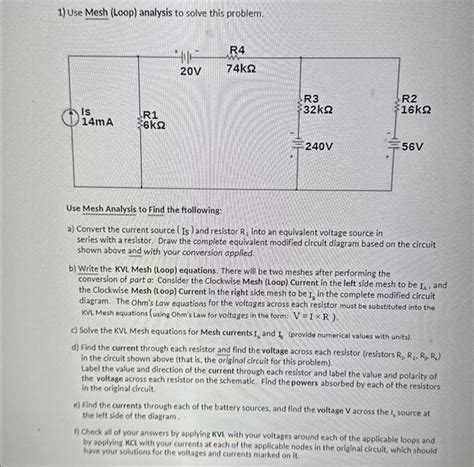 Solved 1 Use Mesh Loop Analysis To Solve This Problem