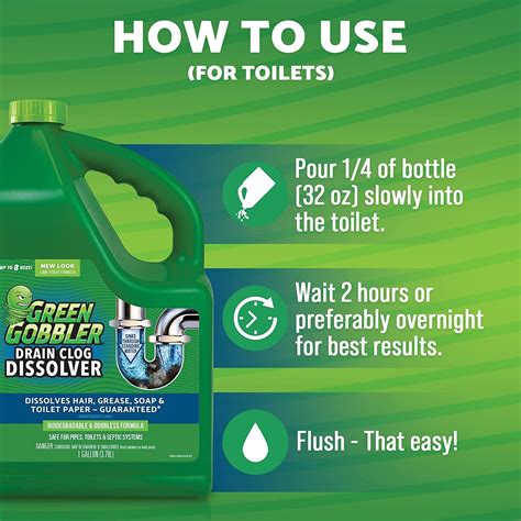 Green Gobbler Drain Clog Remover Toilet Clog Remover Dissolve Hair And Organic Materials From