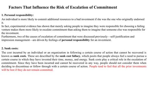 Cognitive Bias Escalation Of Commitment Ppt Personal Investing