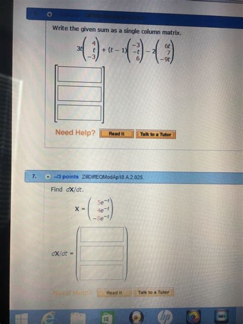 Solved Write The Given Sum As A Single Column Matrix 3b4