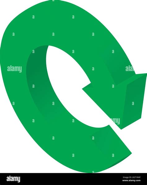 Reload Icon Isometric Vector Green Circular Arrow Rotate Right Icon