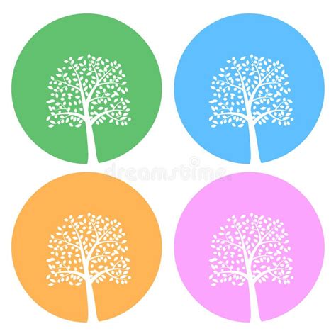 Tree In Circle Organic Concept Vector Illustration Stock Vector