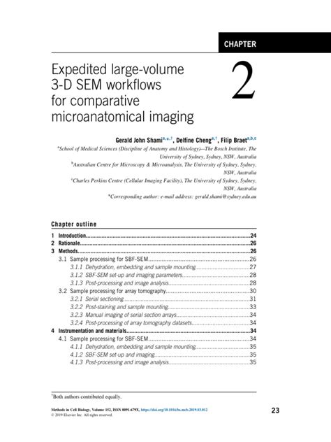 Chapter 2 Expedited Large Volume 3 D Sem Workflows For 2019 Methods In Ce Pdf Scanning