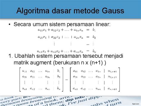 Sistem Persamaan Linear Metode Gaussjordan Bentuk Metode Gauss