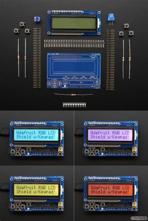 Adafruit RGB LCD Shield Kit W 162 Character Display Only 2 Pins Used Positive Display