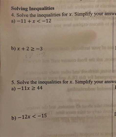 Solved Solving Inequalities 4 Solve The Inequalities For X Chegg Com