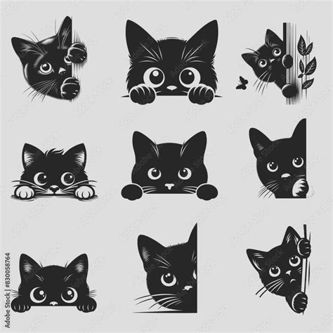 peeking cat svg vector silhouette bundle file cute cat svg peeking cat svg vector silhouette