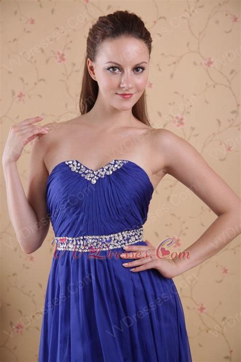 Empire Waist Sweetheart Translucent Royal Blue Prom Dress