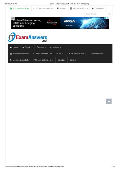 Assign Ipv4 Addressing Module In Computer Networks Of The Course In The