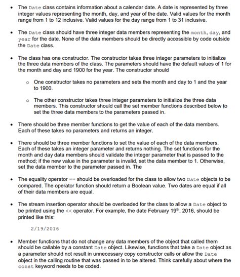 Write The Header H File For The Date Chegg