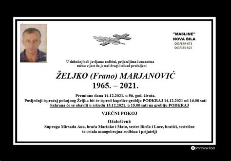 Željko Frano Marjanović Osmrtnice Ksb