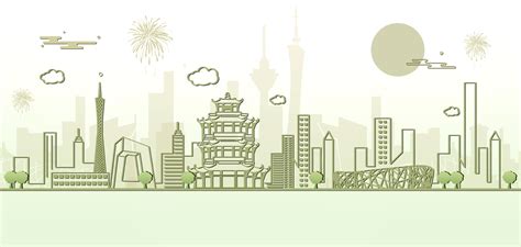 剪纸广州城市背景图片 剪纸广州城市背景素材图片 千库网