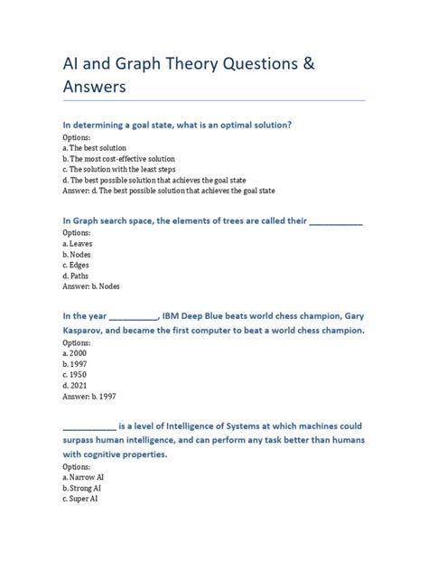 Ai And Graph Theory Questions Answers With Options Pdf Artificial
