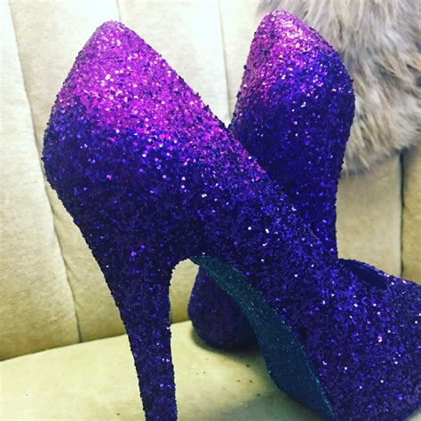 Glitter High Heels Ombre Purple Glitter High Heels Womans Us Etsy Heels Glitter High