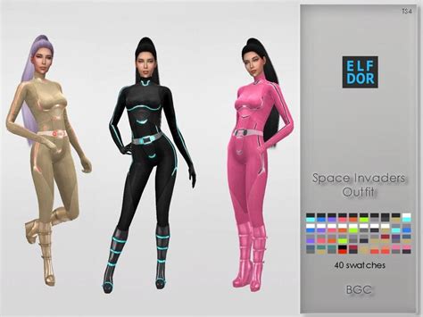 Space Invaders Outfits Elfdor Sims 4 Cc Space Clothing Sims 4