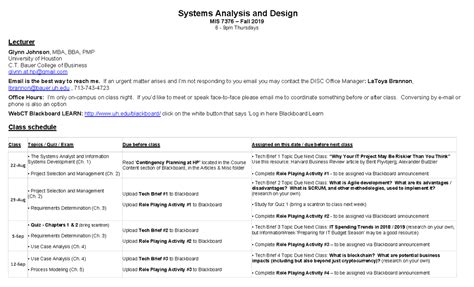 Mis7376 Syllabus Fall 2019 Warning Tt Undefined Function 32 Systems Analysis And Design Mis