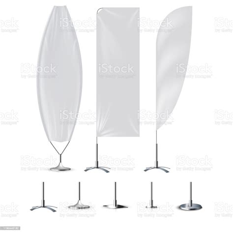 흰색 배경에 사실적인 배너 플래그 3d 모형 0명에 대한 스톡 벡터 아트 및 기타 이미지 0명 간판 공란 Istock