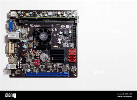 Motherboard Mini ITX Form Factor On White Surface Stock Photo Alamy