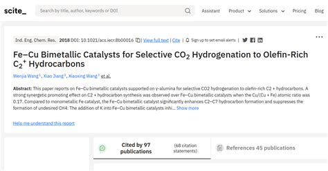 Fecu Bimetallic Catalysts For Selective Co 2 Hydrogenation To Olefin Rich C 2 Hydrocarbons