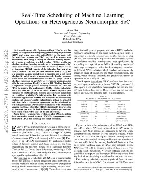 Real Time Scheduling Of Machine Learning Operations On Heterogeneous Neuromorphic Soc Deepai