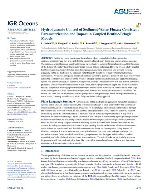 pdf hydrodynamic control of sediment‐water fluxes consistent