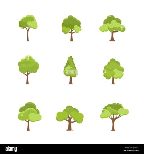 Flat Tree Icon Illustration Trees Forest Simple Plant Silhouette Icon Nature Oak Organic Set
