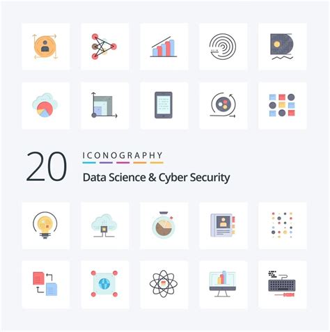 Free Vector 20 Data Science And Cyber Security Flat Color Icon Pack Like Data Info Measure